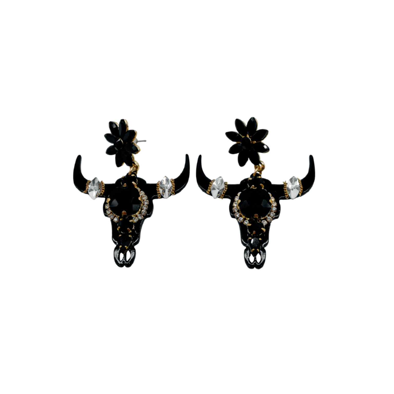 Arete de Cristal Negro Calavera de Toro – Talabartería del bajío